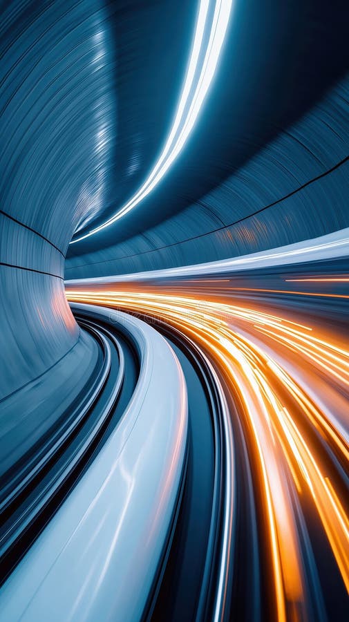 Hyperloop Train Speeding through a Futuristic Tunnel, Advanced ...