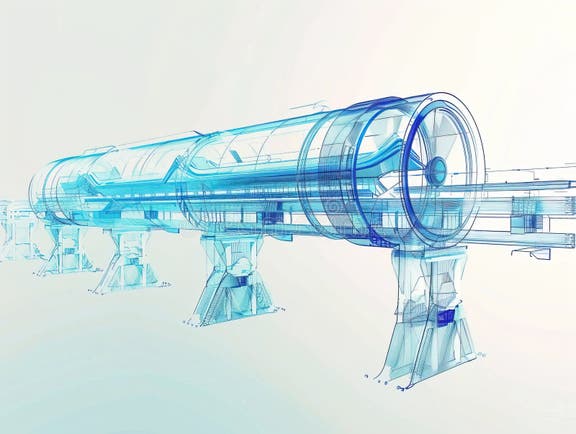 Hyperloop Visualization with Augmented Reality Transparent Hyperloop in Studio Drawing in Blue ...