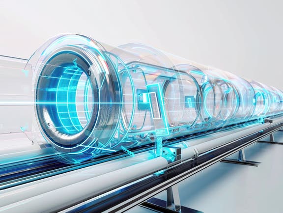 Hyperloop Visualization with Augmented Reality Transparent Hyperloop in Studio Drawing in Blue ...