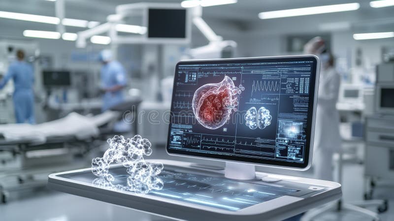 Hypermodern Medical Database Showcased on a Floating Display in a ...