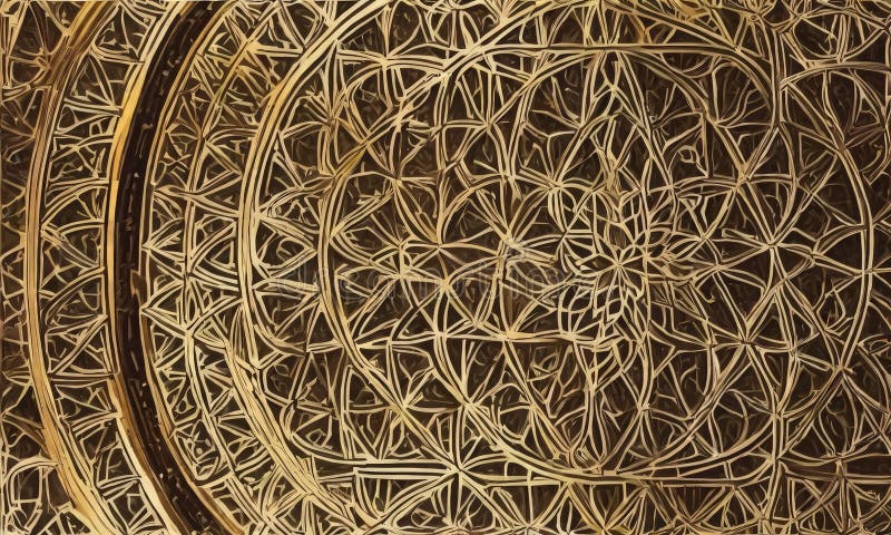 Gold Plate with Pattern Leaves Stock Illustration - Illustration of ...