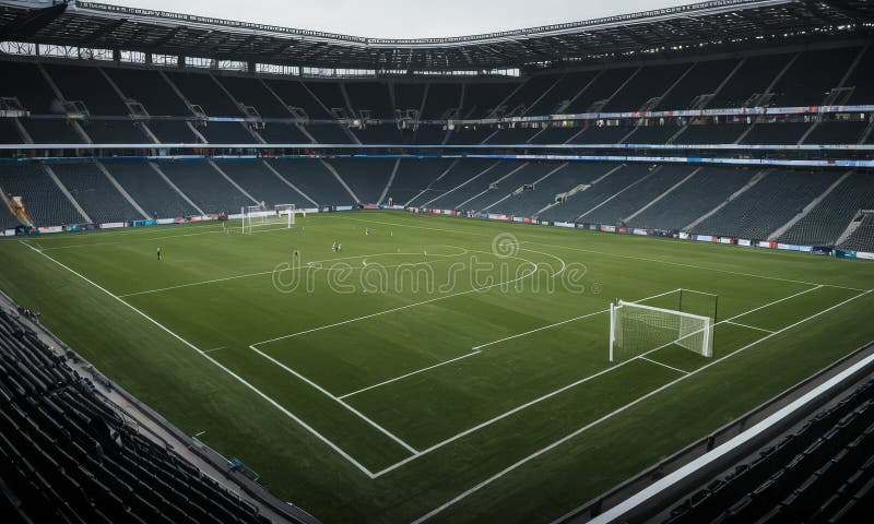 Soccer Stadium with Green Field and Goal Stock Illustration ...