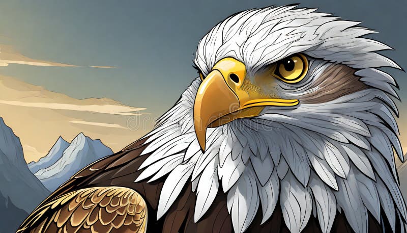 Realistic Bald Eagle Coloring Page for Toddlers Stock Illustration ...