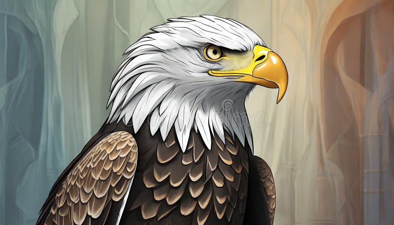 Realistic Bald Eagle Coloring Page for Toddlers Stock Illustration ...