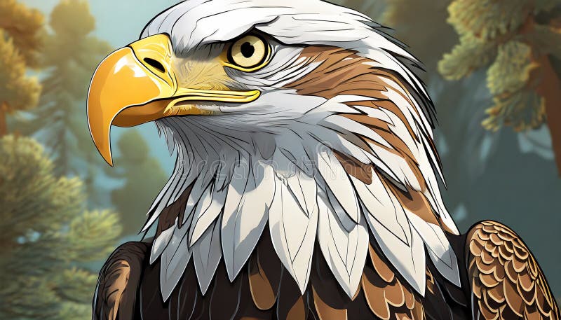 Realistic Bald Eagle Coloring Page for Toddlers Stock Illustration ...