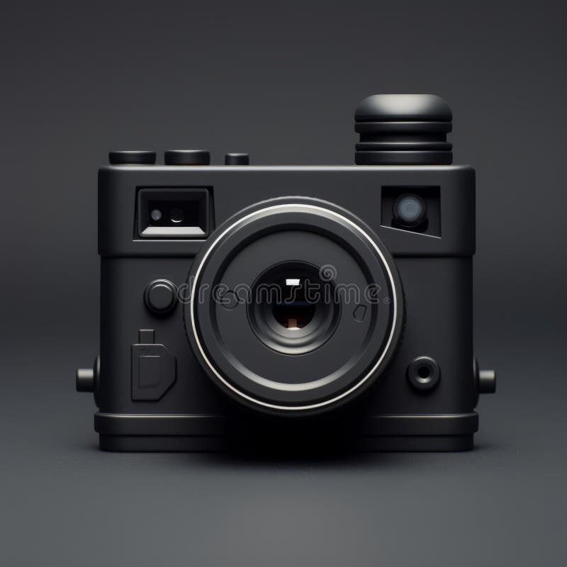Hyperrealistic Black Camera on Black Background: a Streamlined Design ...