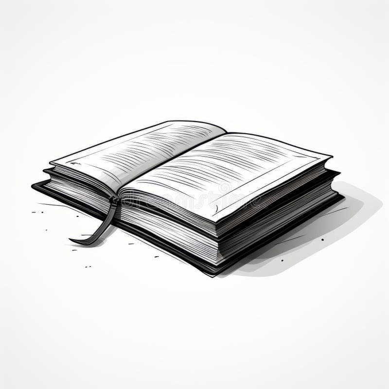 Hyperrealistic Black and White Book Illustration with Simple Line Art ...