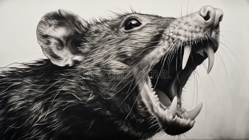 Hyperrealistic Black and White Rat Paintings with Exaggerated ...
