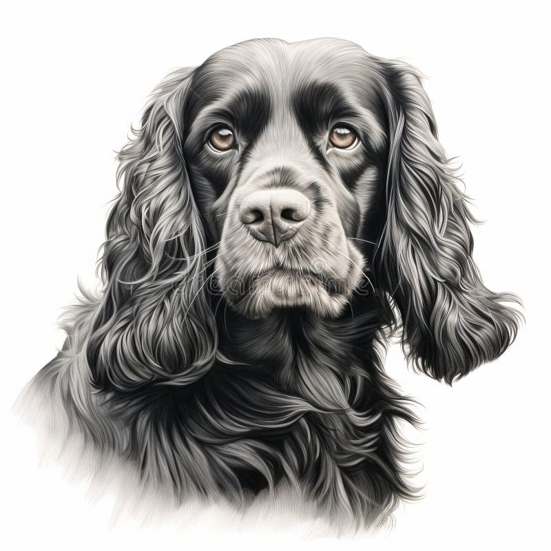 Hyperrealistic Black and Yellow Cocker Spaniel Illustration Stock ...
