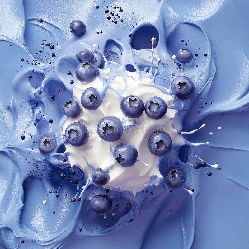 Hyperrealistic Blueberry and Cream Explosion Stock Illustration ...