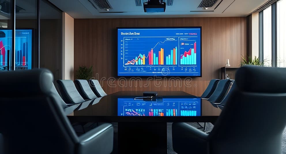 Hyperrealistic Business Presentation with Projector Displaying Data ...