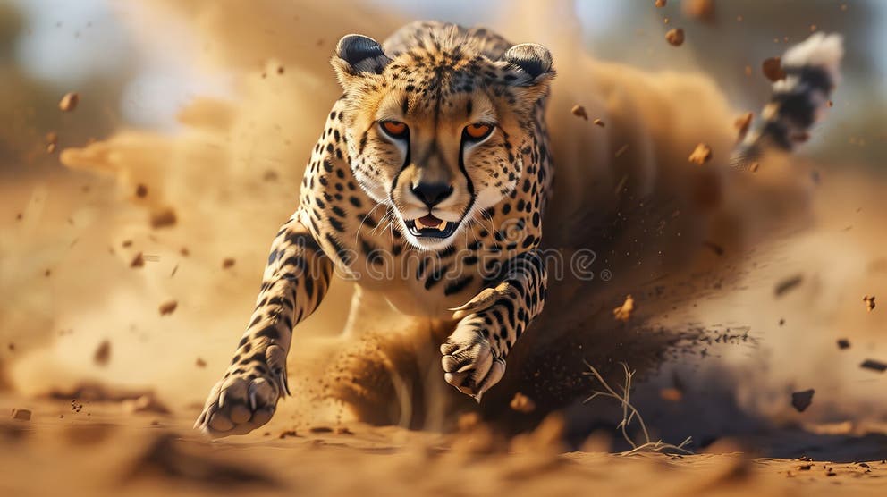 Hyperrealistic Cheetah Sprinting in Savanna with Defined Muscles and ...