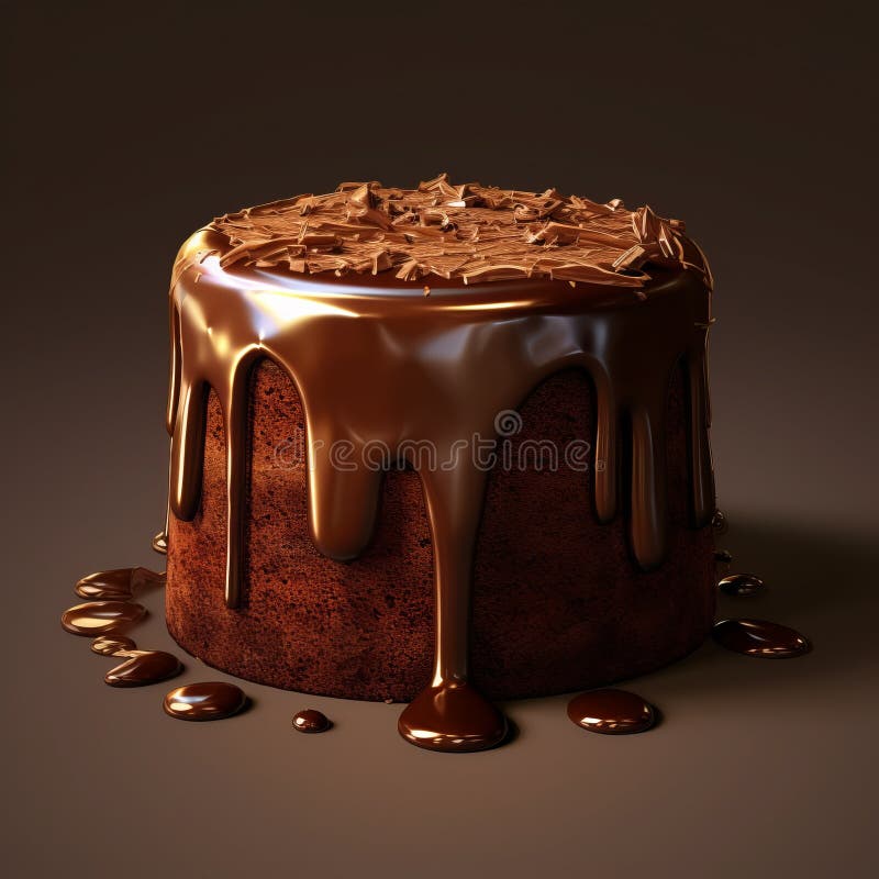 Hyperrealistic Chocolate Cake: 3d Render with Monochromatic Color ...