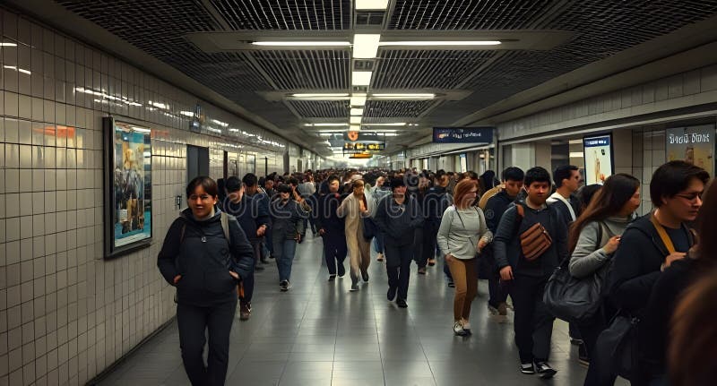 Hyperrealistic City Subway Station with Rush Hour Crowd AI Generated ...