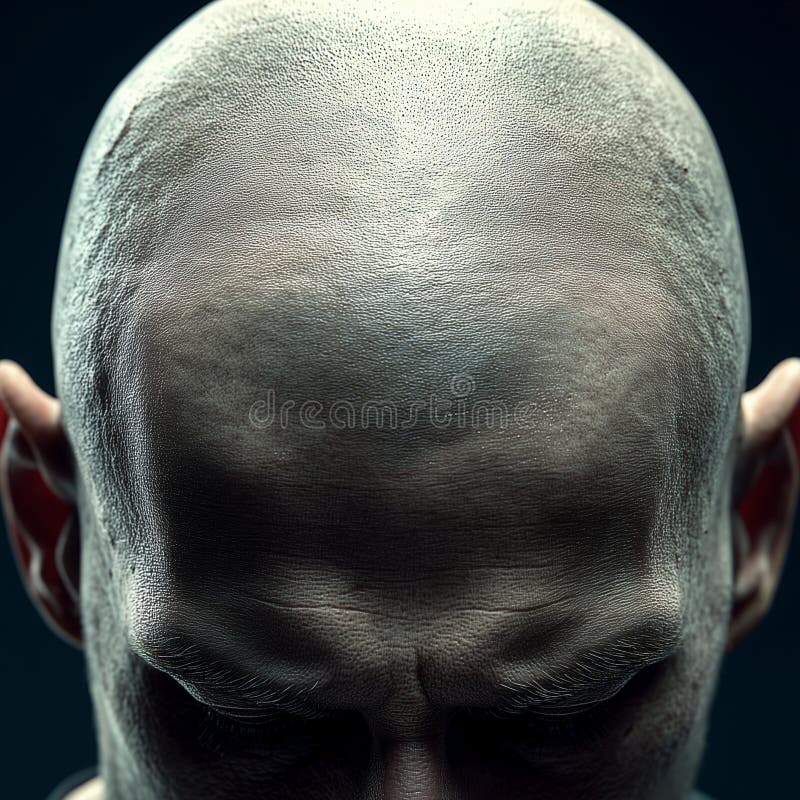 Hyperrealistic Close Up of Bald Man Head, Showcasing Detailed Skin ...