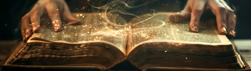 A Hyperrealistic Close-up of a Hand Touching a Book Stock Illustration ...