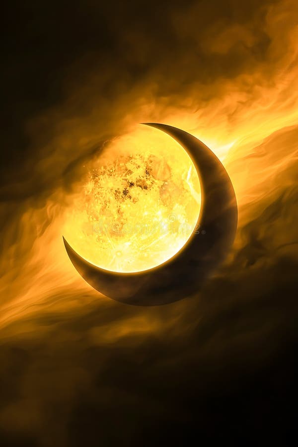 A Hyperrealistic Close-up of a Solar Eclipse Stock Illustration ...