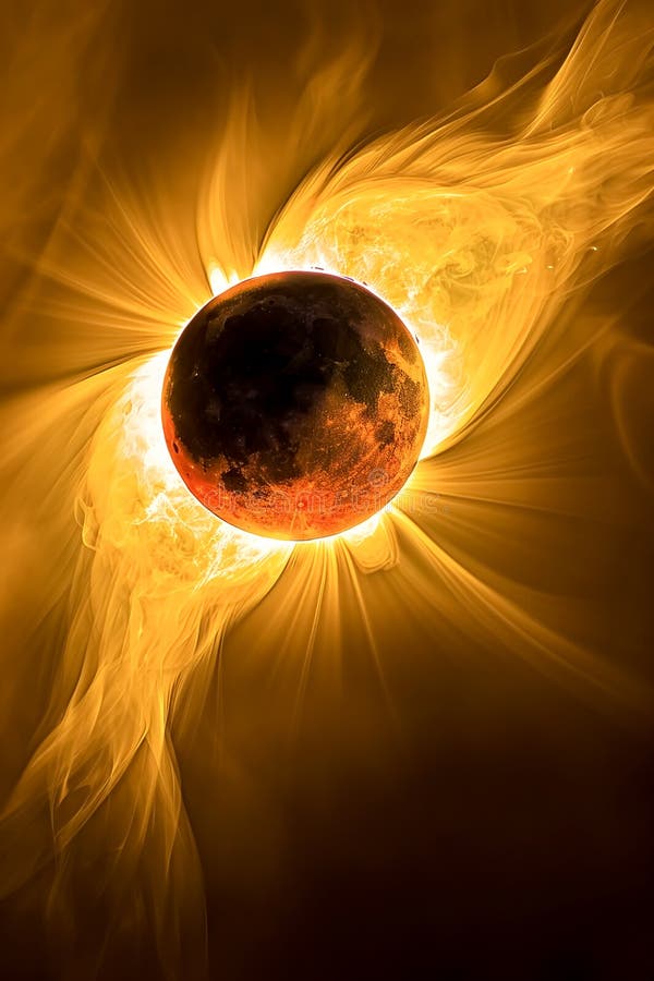 A Hyperrealistic Close-up of a Solar Eclipse Stock Illustration ...