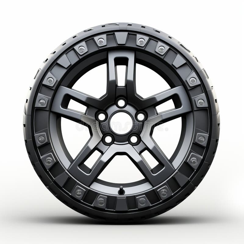 Highly Detailed Realism: Black Off Road Wheel Design on White ...
