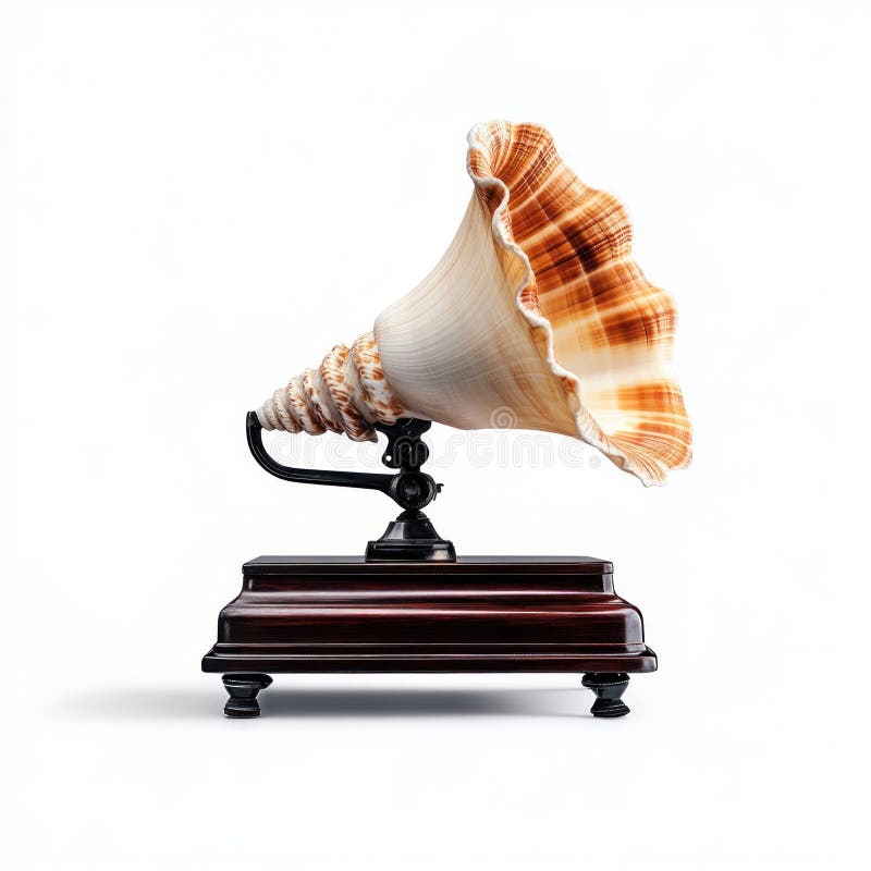Hyperrealistic Conch Shell Vintage Gramophone Stand Stock Photos - Free ...