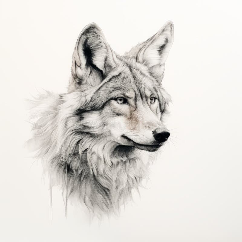Hyperrealistic Coyote Illustration in 8k Resolution with Single Stroke ...