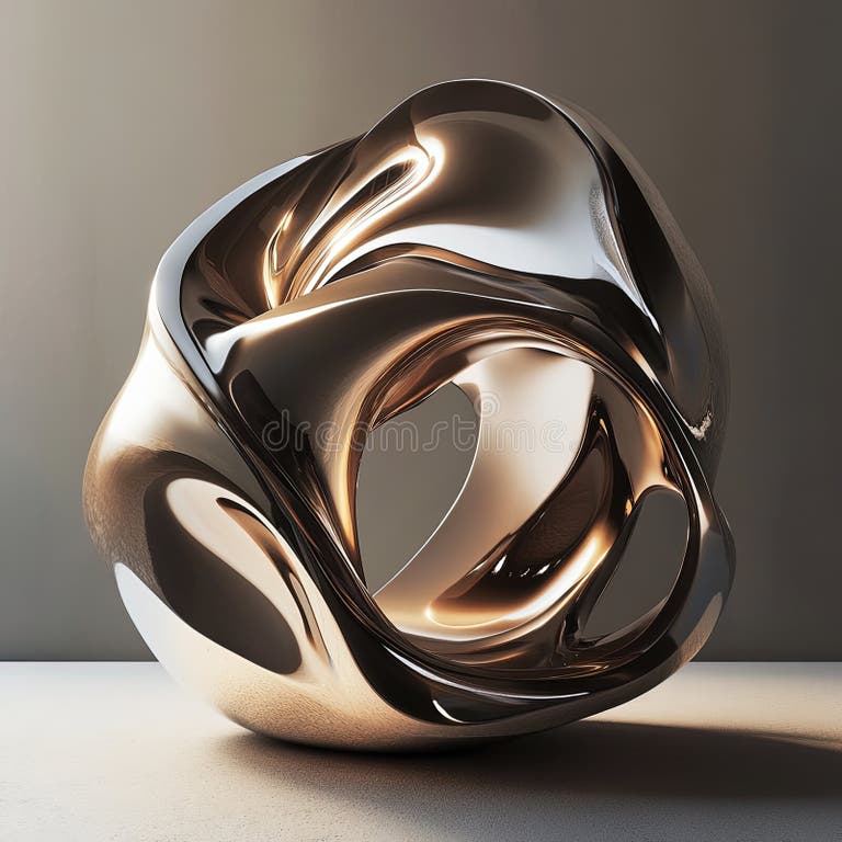 Hyperrealistic 3D Abstract Sculpture with Flowing Curves and ...