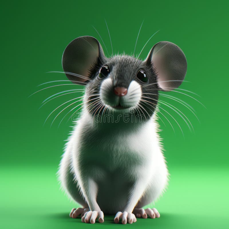 Hyperrealistic 3d Render of Muscular Black and White Mouse on Green ...