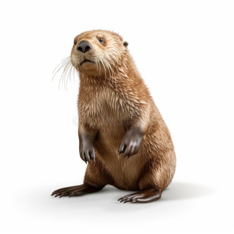 Hyperrealistic 3d Sea Otter Illustration on White Background Stock ...