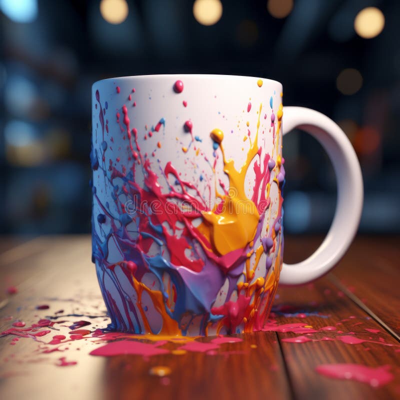 Hyperrealistic 3d Splatter Mug: Unique Design with Realistic Details ...