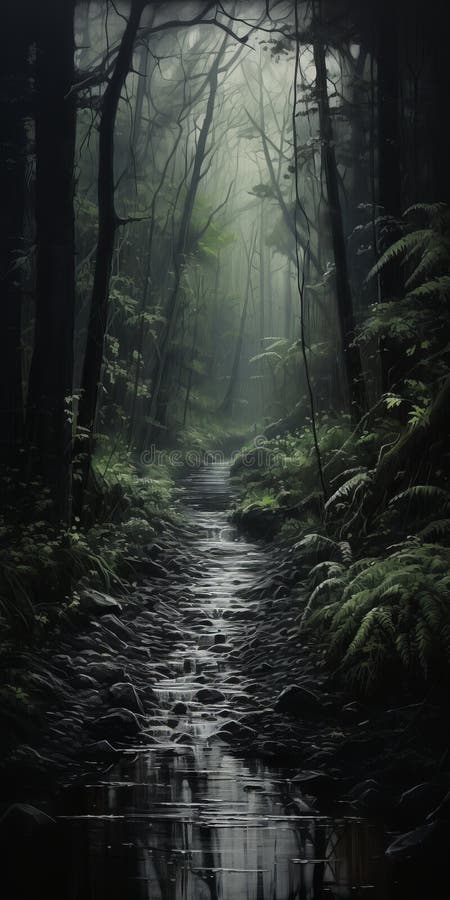 Hyperrealistic Dark Forest Illustration: a Gritty Passage through ...
