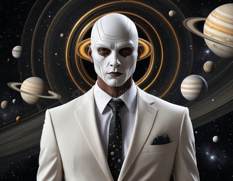 A Hyperrealistic Digital Artwork of a Heliocentric Humanoid with a Head ...