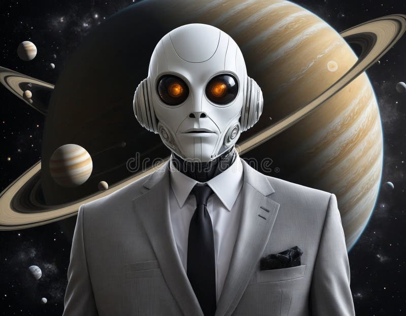 A Hyperrealistic Digital Artwork of a Heliocentric Humanoid with a Head ...