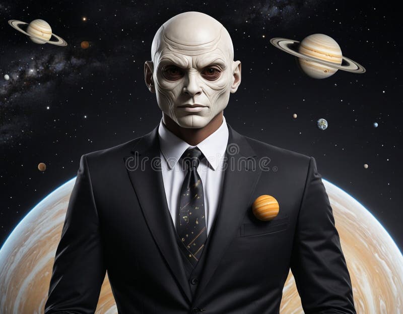 A Hyperrealistic Digital Artwork of a Heliocentric Humanoid with a Head ...