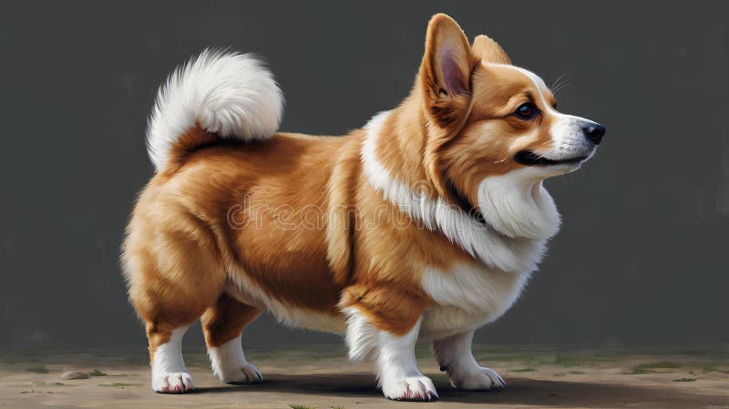 Hyperrealistic Digital Painting of a Cute Corgi with His Back Turned ...
