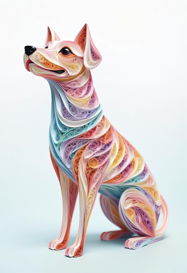 Hyperrealistic Dog Paper Quilling Illustration in 8k Resolution on ...