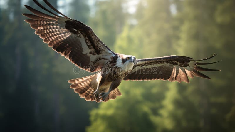 Hyperrealistic Eagle Soaring through Backlit Forest - Vray 8k ...