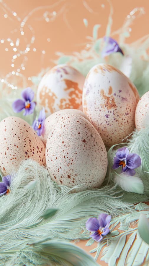 Hyperrealistic Easter Egg Arrangement with Watercolor Effect Luxurious ...
