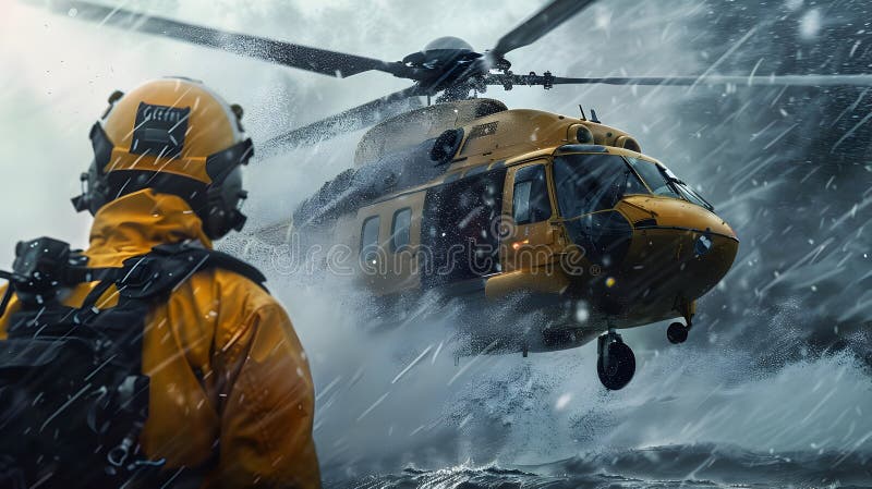 Hyperrealistic Emergency Response Team in Rough Waters Stock ...