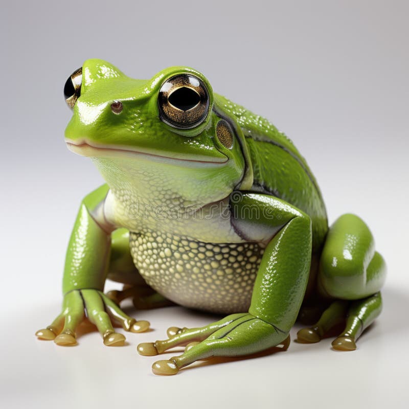 Hyperrealistic Frog on White Background Closeup Stock Illustration ...