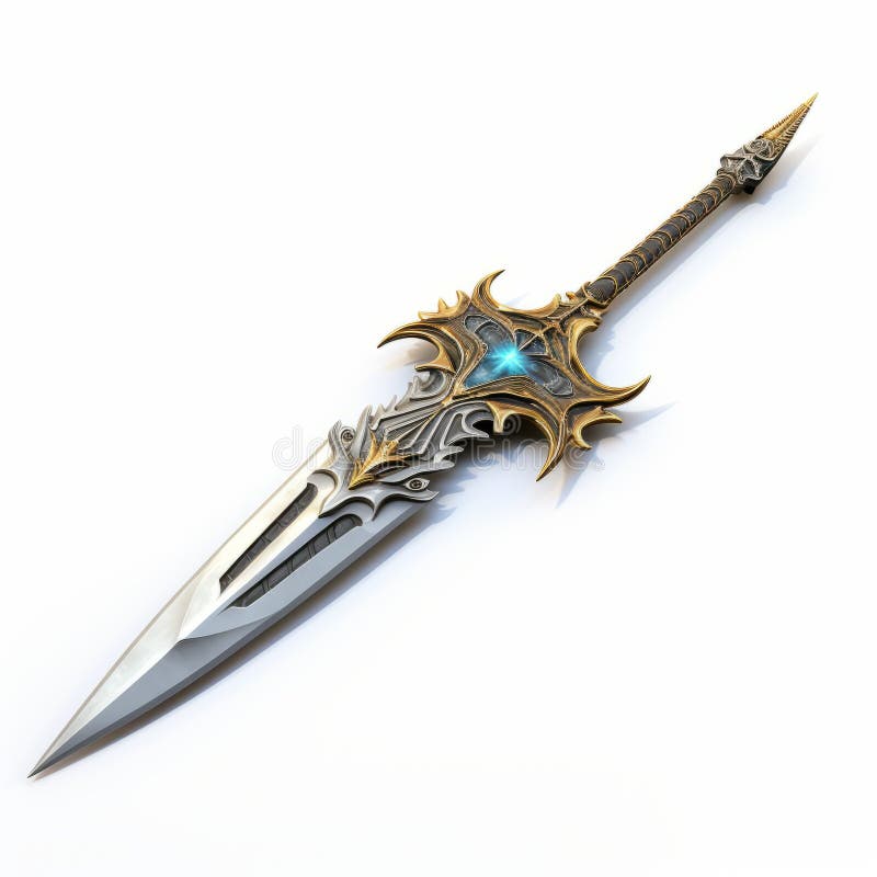 Hyperrealistic Gothic Sabertooth Sword with Blue Light Stock ...