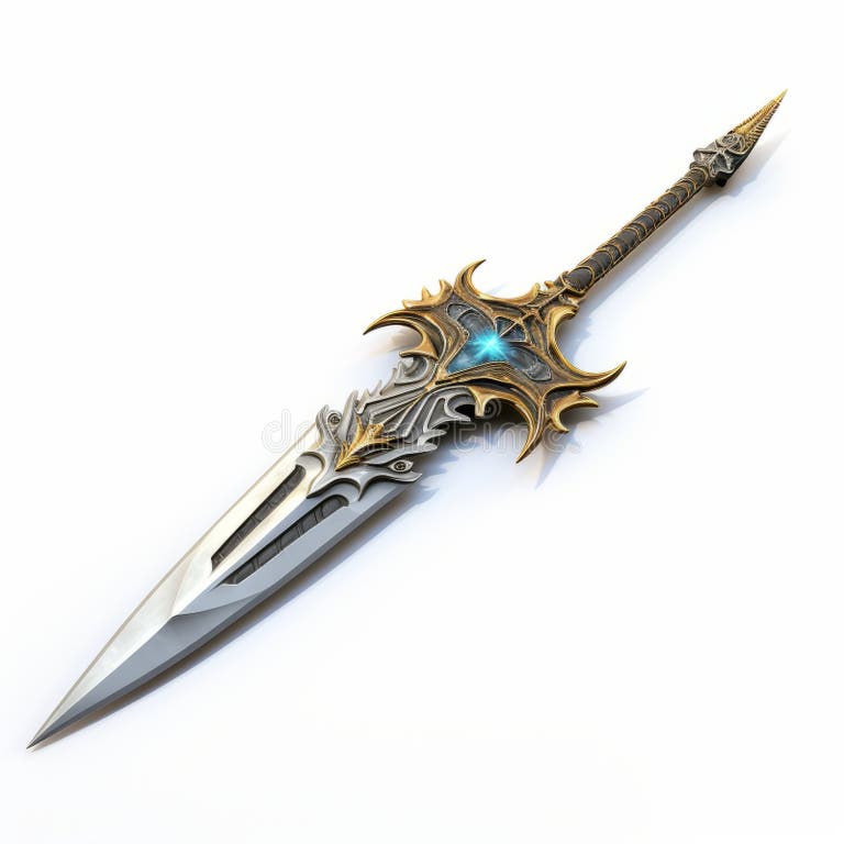 Hyperrealistic Gothic Sabertooth Sword with Blue Light Stock ...