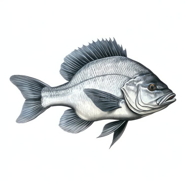 Hyperrealistic Grey Cod Fish Illustration on White Background Stock ...