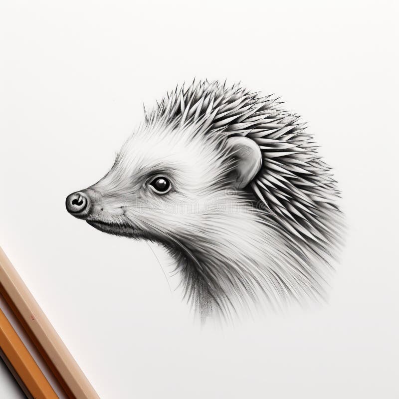Hyperrealistic Hedgehog Illustration with Minimalistic Brushstrokes ...