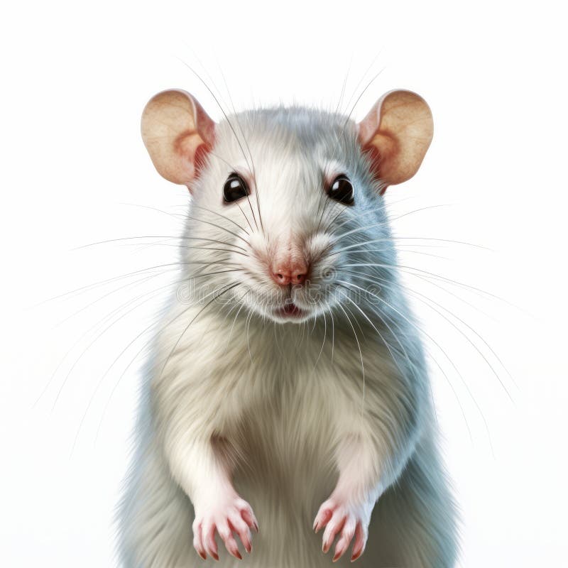 Hyperrealistic Illustration of a White Rat on a White Background Stock ...
