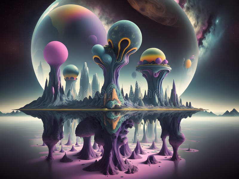 Hyperrealistic Landscape on Alien Planet, Generative AI Illustration ...