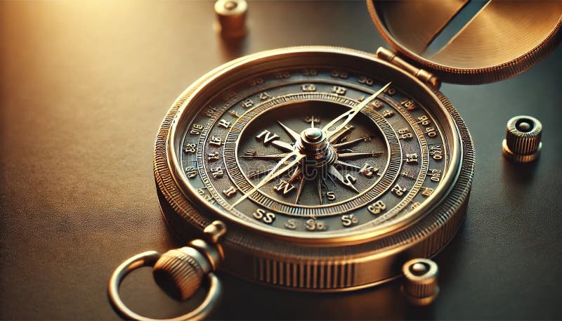 Macro Close-Up of a Vintage Compass with Intricate Details and ...