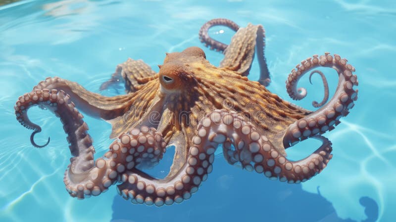 Hyperrealistic Octopus Swimming in Unreal Engine Rendered Pool Stock ...