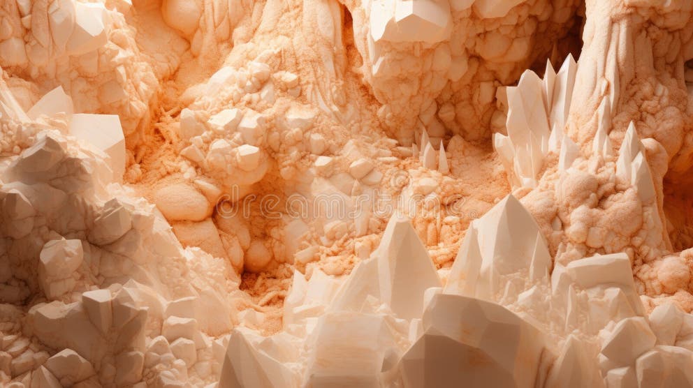 Hyperrealistic Orange Cave with White Rocks: a Close-up Sculpted ...