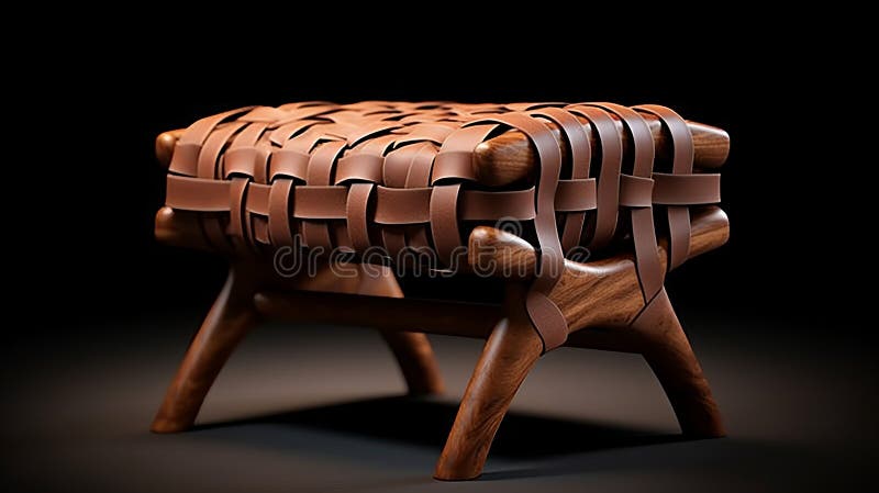 Artistic Woven Wood Stool with Daz3d Style and Precisionist Rendering ...