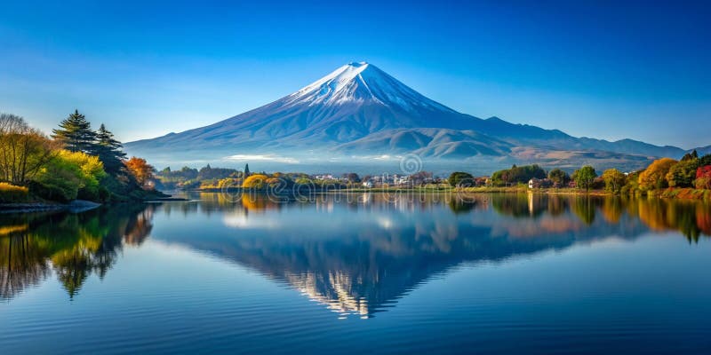 A Hyperrealistic and Photographic Mount Fuji Landscape Under a Cloudy ...